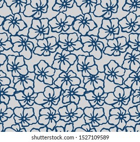 Japanese Blue Flower Seamless Pattern Stock Vector (Royalty Free ...