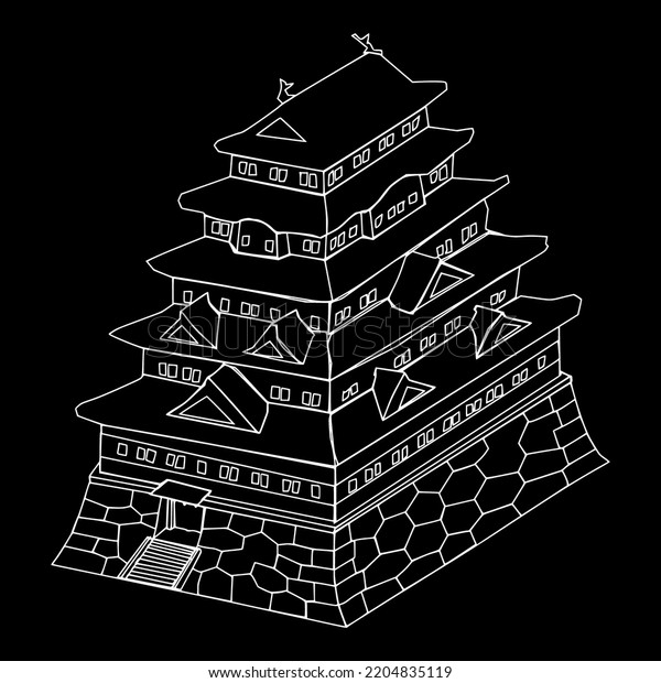 Japanese Castle B W Design Vector Stock Vector (Royalty Free ...
