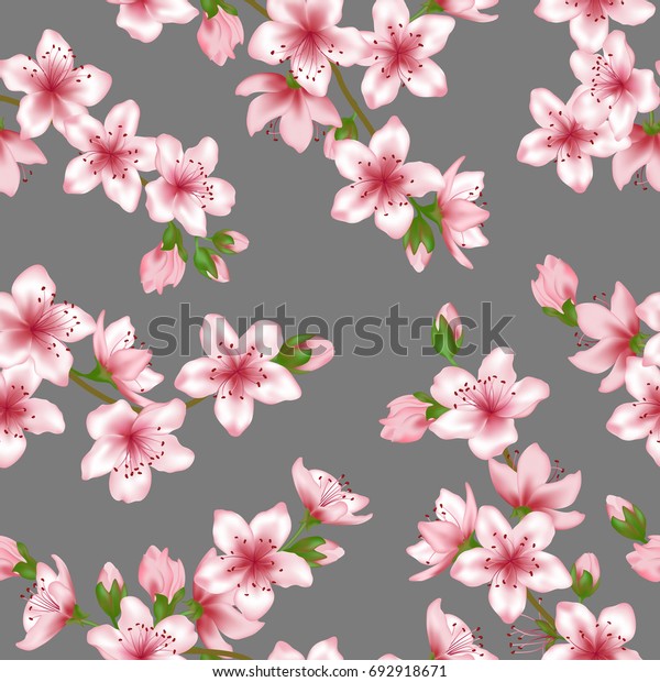 Japanese Cherry Blossom Branches Vector Seamless Stock Vector (Royalty ...