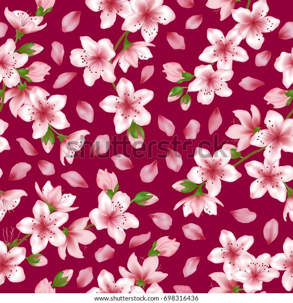 Japanese Cherry Blossom Vector Seamless Pattern Stock Vector (Royalty ...