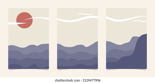 Japanese Cover Background Pack Wave Pattern Stock Vector (Royalty Free ...
