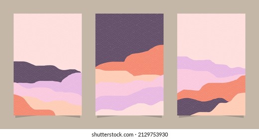 Japanese Cover Background Pack Wave Pattern Stock Vector (Royalty Free ...
