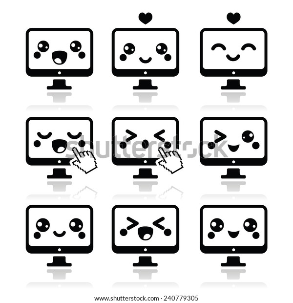 Japanese Cute Kawaii Character Computer Icons 스톡 벡터(로열티 프리) 240779305 ...