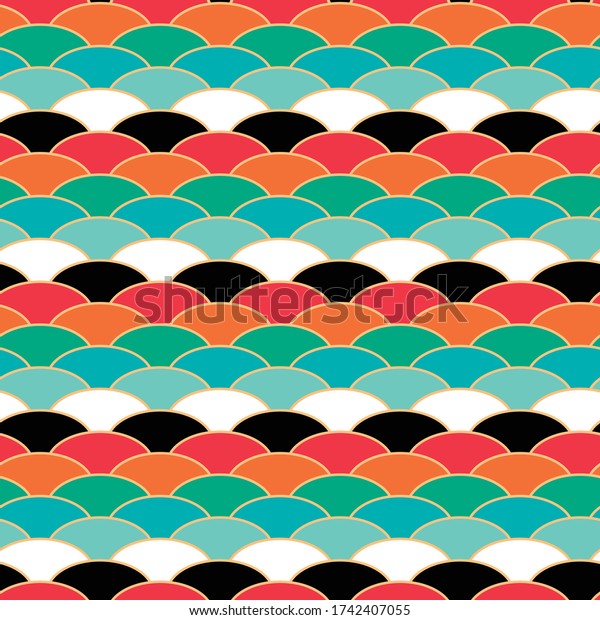 Japanese Dragon Scale Wave Vector Seamless Stock Vector (Royalty Free ...