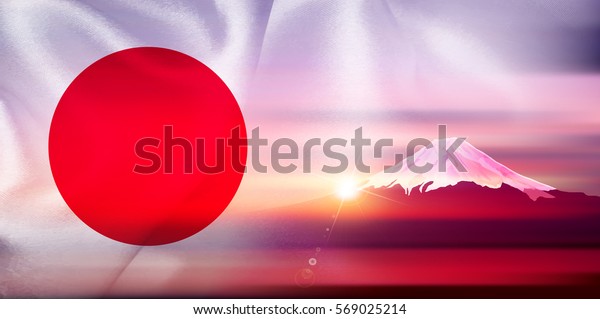 Japanese Flag Mt Fuji Background Stock Vector (Royalty Free) 569025214 ...