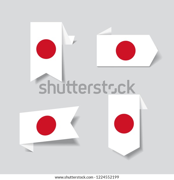 Japanese Flag Stickers Labels Set Vector Stock Vector (Royalty Free ...