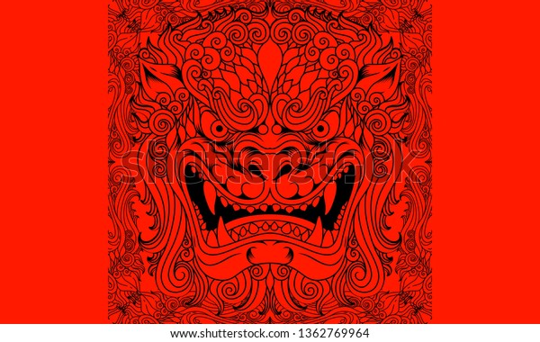 Japanese Foo Dog Ornaments Vector Illustration Stock Vector (Royalty ...