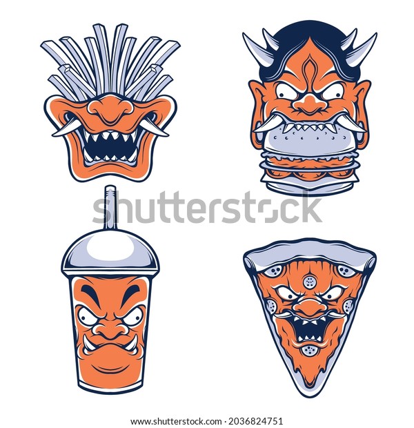 Japanese Food Character Vector Set Stock Vector (Royalty Free ...
