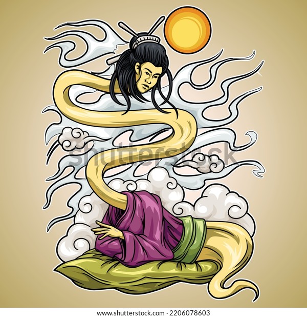 Japanese Ghost Nukekubi Shape Longnecked Woman Stock Vector (Royalty ...