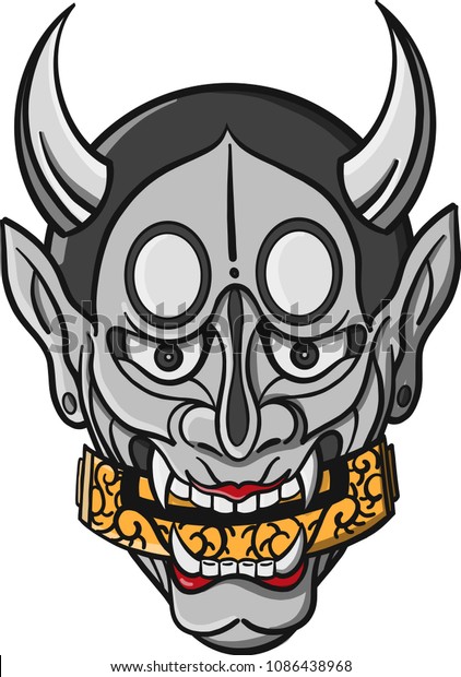 Japanese Hand Drawn Vector Demon Tattoo Stock Vector (Royalty Free ...