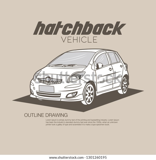 Japanese Hatchback Car Isolated Outline Drawing Stock Vector (Royalty ...