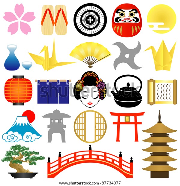 Japanese Icons Stock Vector (Royalty Free) 87734077