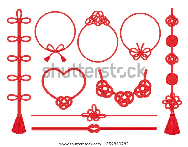 Japanese Knot Vector Frame Line Set Stock Vector (Royalty Free ...