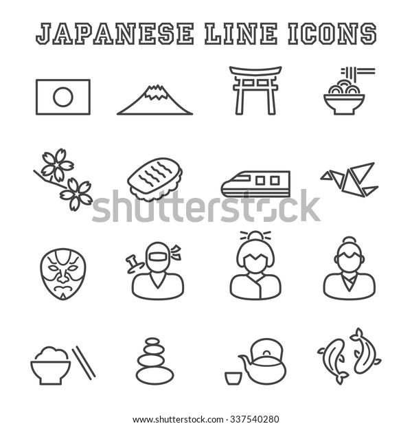 Japanese Line Icons Mono Vector Symbols Stock Vector (Royalty Free ...
