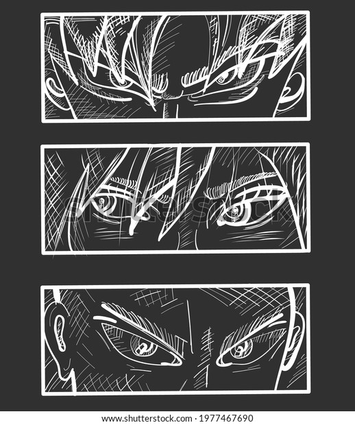 Japanese Manga Faces Vector Design Tshirt Stock Vector (Royalty Free ...
