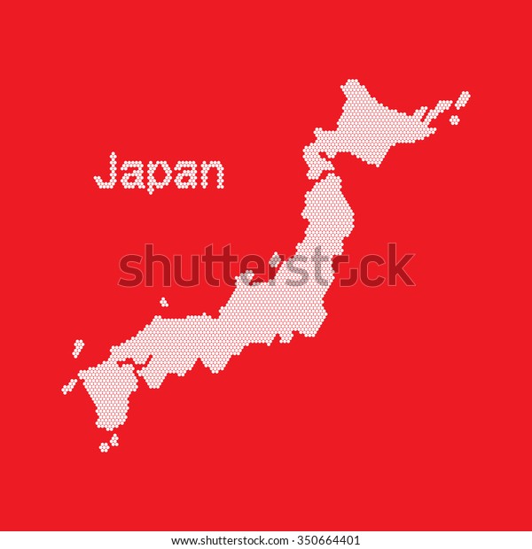 Japanese Map On Red Background Stock Vector (Royalty Free) 350664401 ...