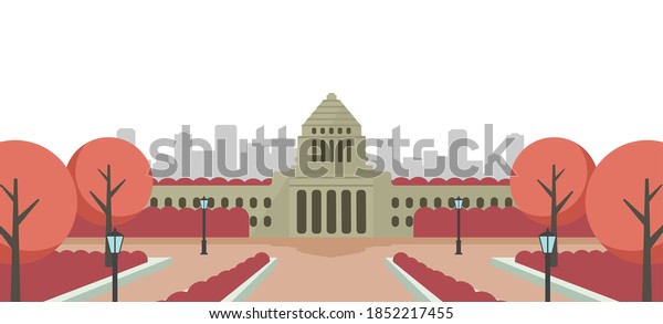 Japanese Parliament Building Vector Banner Illustration Stock Vector ...