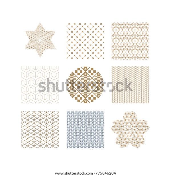 Japanese Pattern Icon Vector Gold Blue Stock Vector (Royalty Free ...