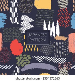 Japanese Pattern Vector Colorful Brush Stroke Stock Vector (Royalty ...