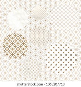 Japanese Pattern Vector Gold Geometric Background Stock Vector (Royalty ...
