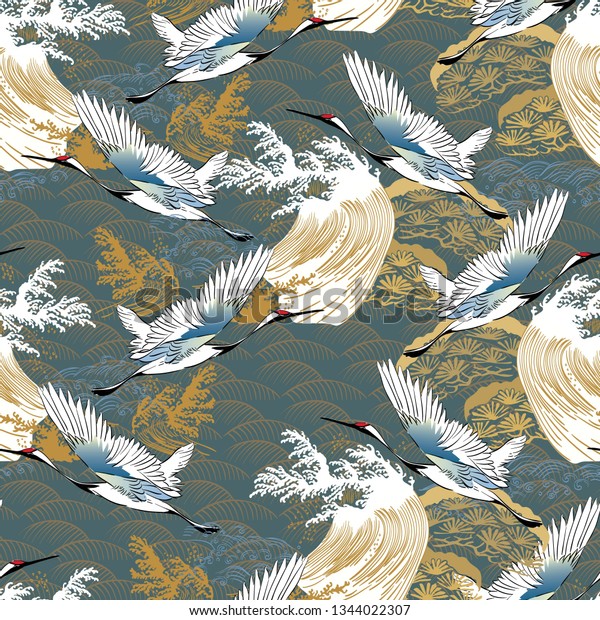 Japanese Pattern Vector Traditional Motif Background Stock Vector ...