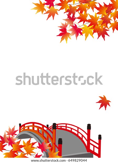 Japanese Red Bridge On Background Maple Stock Vector (Royalty Free ...