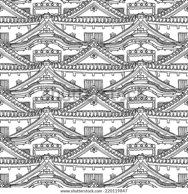 Japanese Roof Seamless Pattern Stock Vector (Royalty Free) 220119847 ...
