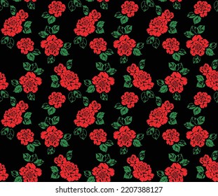 Japanese Rose Motif Vector Seamless Pattern Stock Vector (Royalty Free ...