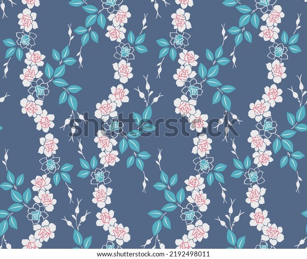 Japanese Rose Vine Vector Seamless Pattern Stock Vector (Royalty Free ...