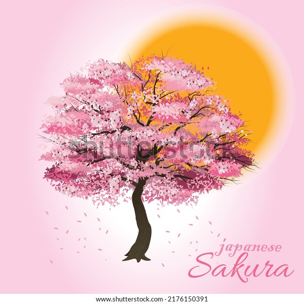 Japanese Sakura Tree Premium Vector Stock Vector (Royalty Free ...