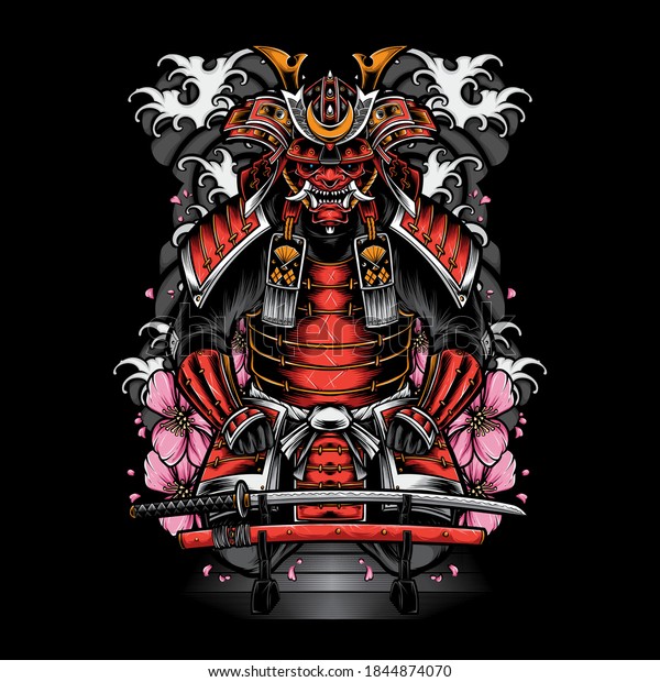 Japanese Samurai Armor Katana Vector Stock Vector (Royalty Free ...