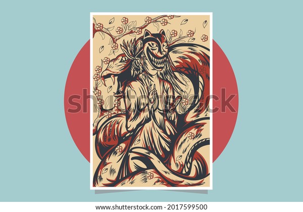 Japanese Samurai Theme Poster Design Template Stock Vector (Royalty ...