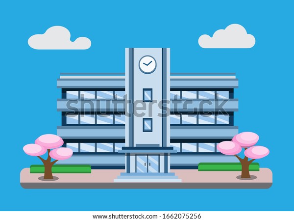Japanese School Building Scene Background Concept Stock Vector (Royalty ...