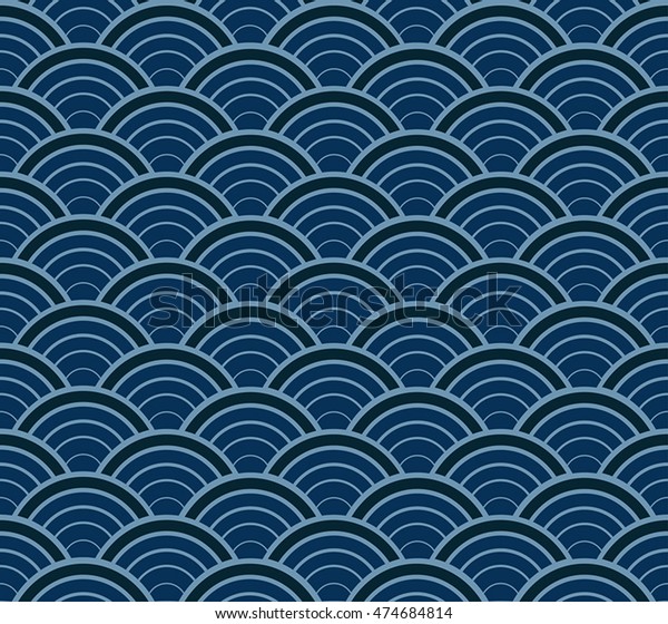 Japanese Seigaiha Seamless Pattern Design Stock Vector (Royalty Free ...