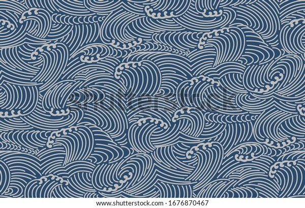 Japanese Storm Ocean Wave Vector Seamless Stock Vector (Royalty Free ...