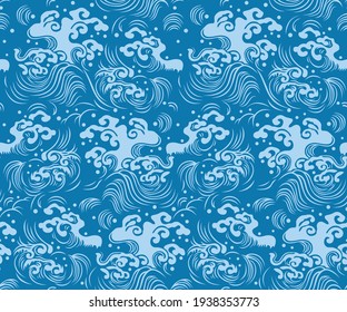 Japanese Storm Wave Vector Seamless Pattern Stock Vector (Royalty Free ...