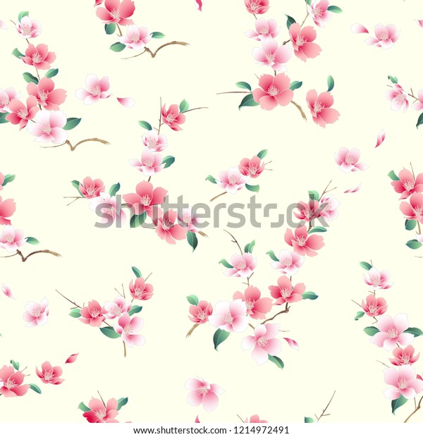 Japanese Style Cherry Blossom Pattern Stock Vector (Royalty Free ...