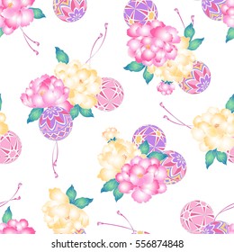 Japanese Style Peony Pattern Stock Vector (Royalty Free) 556874848 ...