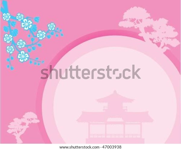 Japanese Style Pink Background Stock Vector (Royalty Free) 47003938 ...