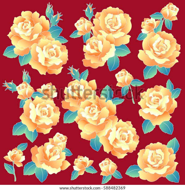 Japanese Style Rose Stock Vector (Royalty Free) 588482369 | Shutterstock