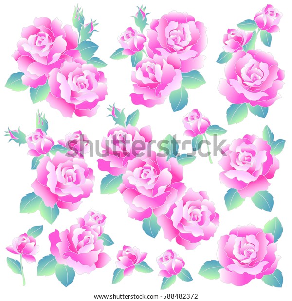 Japanese Style Rose Stock Vector (Royalty Free) 588482372 | Shutterstock