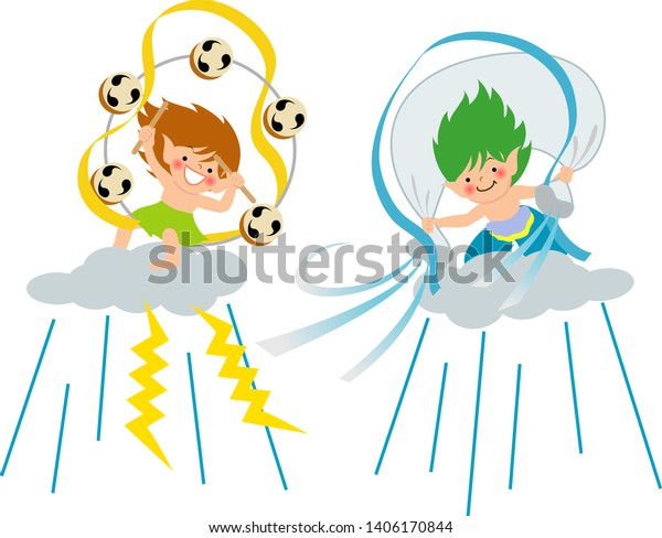 Japanese Thunder Demon Wind Demon Stock Vector (Royalty Free ...