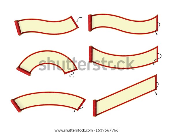 Japanese Traditional Scroll Paper Vector Illustration Stock Vector ...