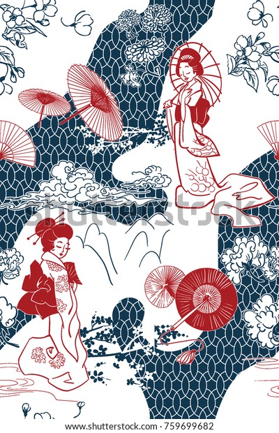 Japanese Traditional Vector Illustration Stock Vector (Royalty Free ...