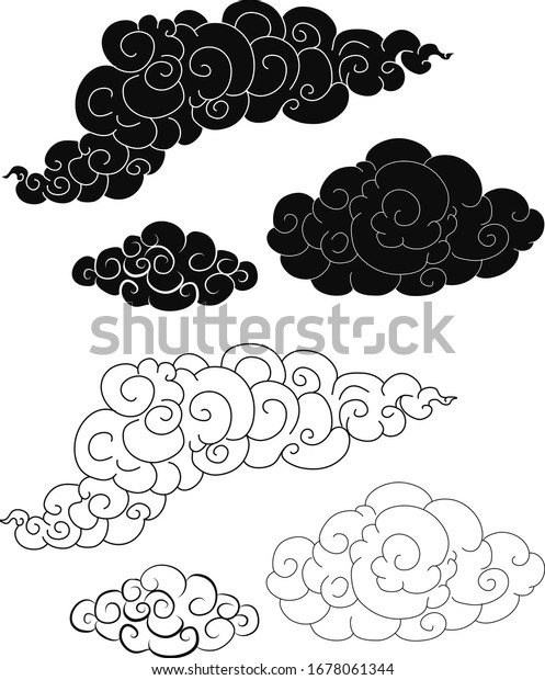 Japanese Wave Cloud Backgroundwater Splash Tattoodesign Stock Vector ...