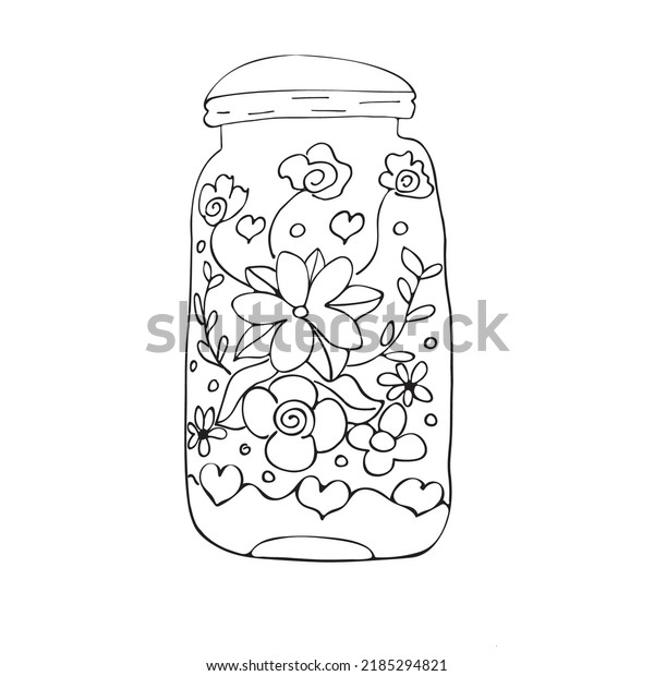 Jar Doodle Flowers Stock Vector (Royalty Free) 2185294821 | Shutterstock