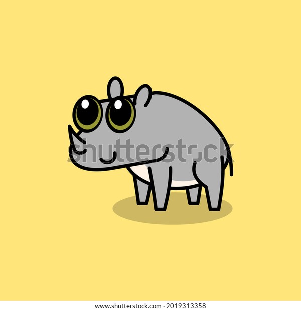 Javan Rhinoceros Cute Cartoon Vector Illustration Stock Vector (Royalty ...