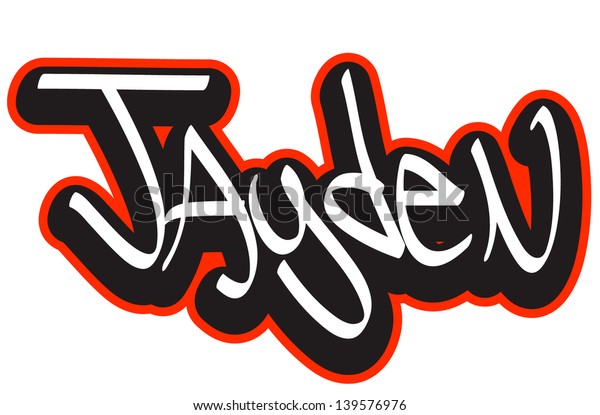 Vektor Stok Jayden Graffiti Font Style Name Hiphop (Tanpa Royalti ...