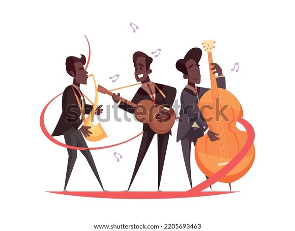 Jazz Band Playing Musical Instruments Cartoon Stock Vector (Royalty ...