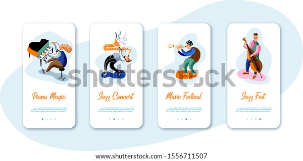 Jazz Mobile App Flat Vector Templates Stock Vector (Royalty Free ...